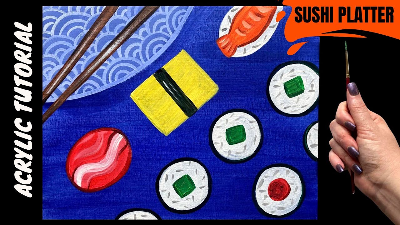 🍣 EP172- 'Sushi Platter' easy acrylic painting tutorial for beginners ...