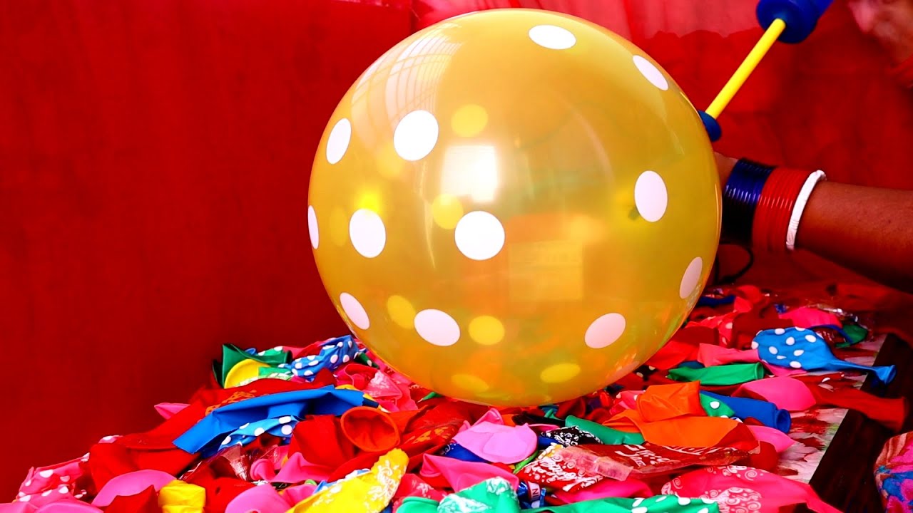 Blowing Balloon And Popping Show || Yellow Balloon Pop Funny Show | Big ...
