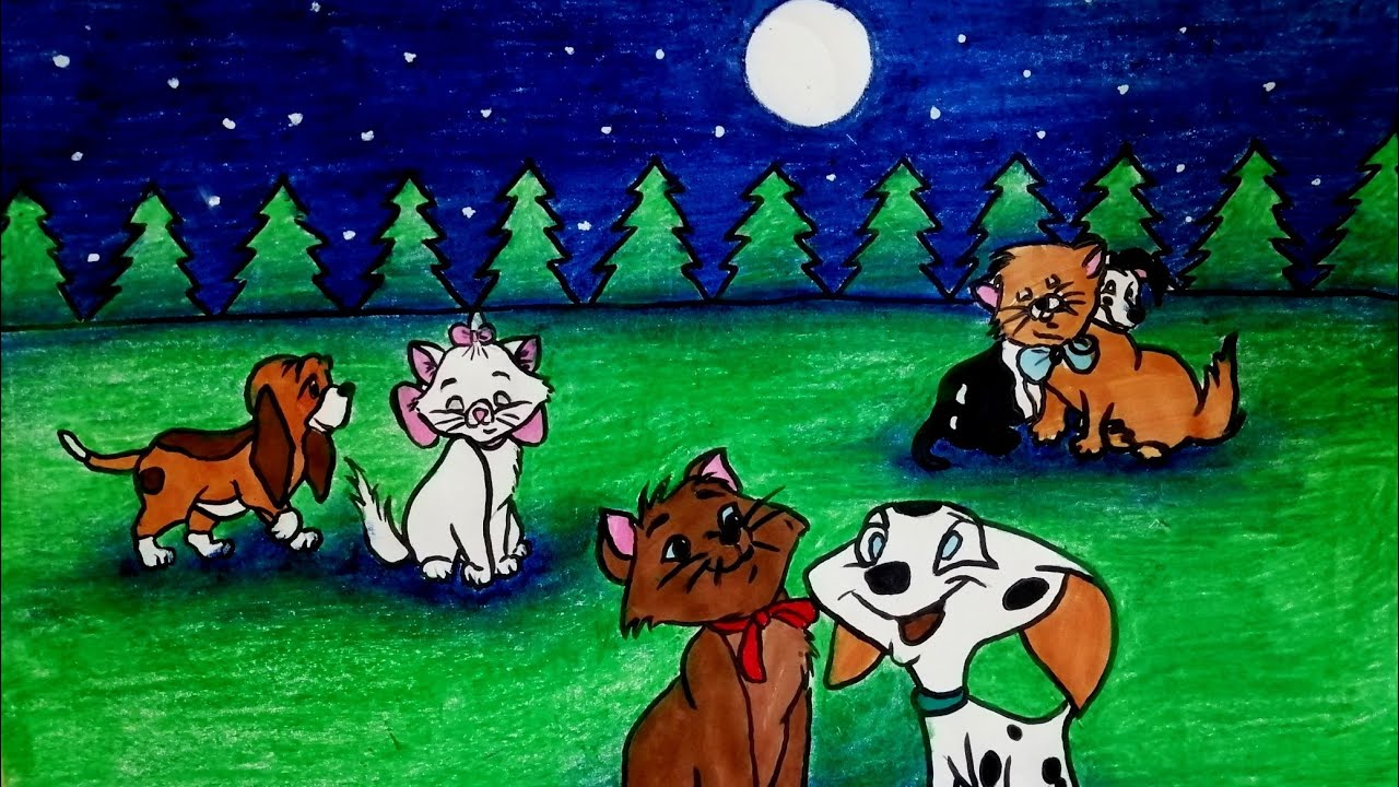 How to draw Cadpig 101 Dalmatians with Berlioz from Aristocats ...