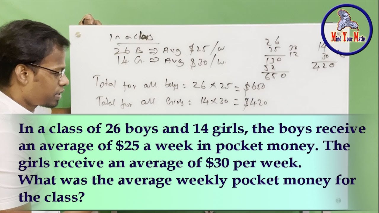 Average pocket money of the boys and girls |grade 5 to grade 8 ...