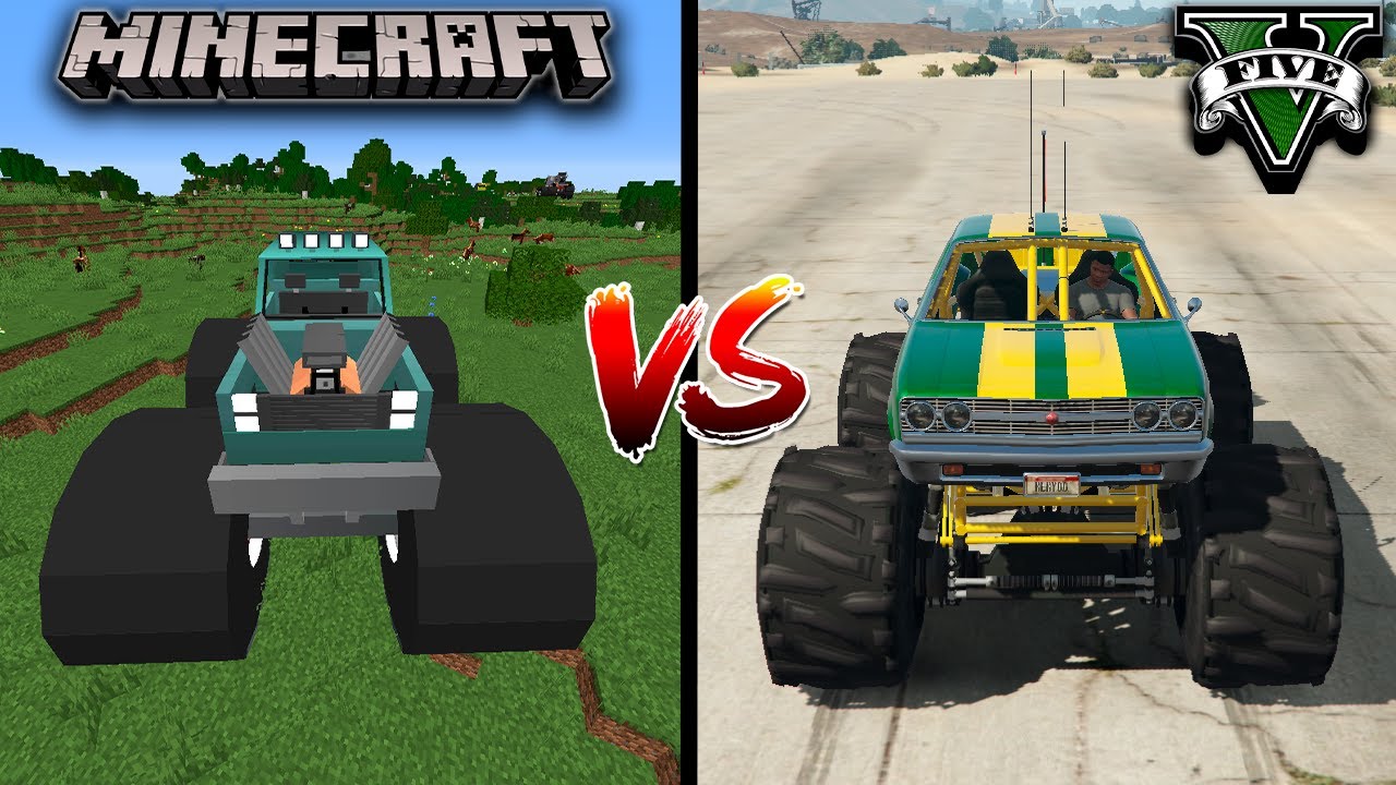 MINECRAFT Monster Truck VS GTA V Monster Truck - WHO IS BEST? - YouTube