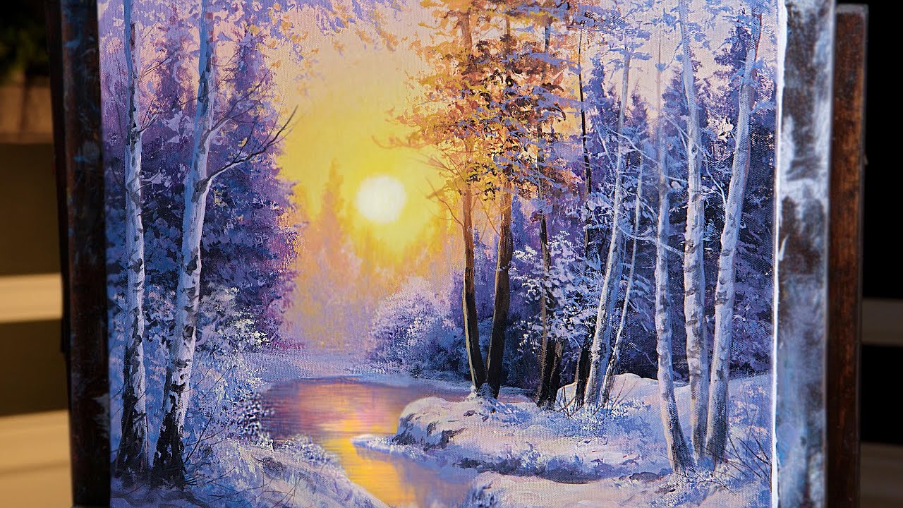 Bright Winter Reflections - Landscape Painting Demo - YouTube