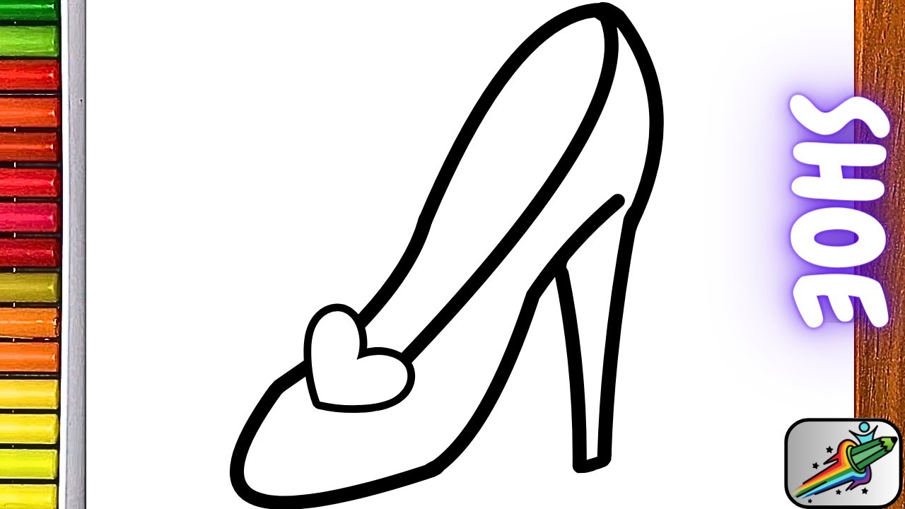 How to draw a High Heel Shoe for kids | Shoe Drawing - YouTube