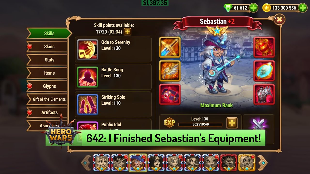 Let's Play Hero Wars 642: I Finally Finished Sebastian's Equipment ...