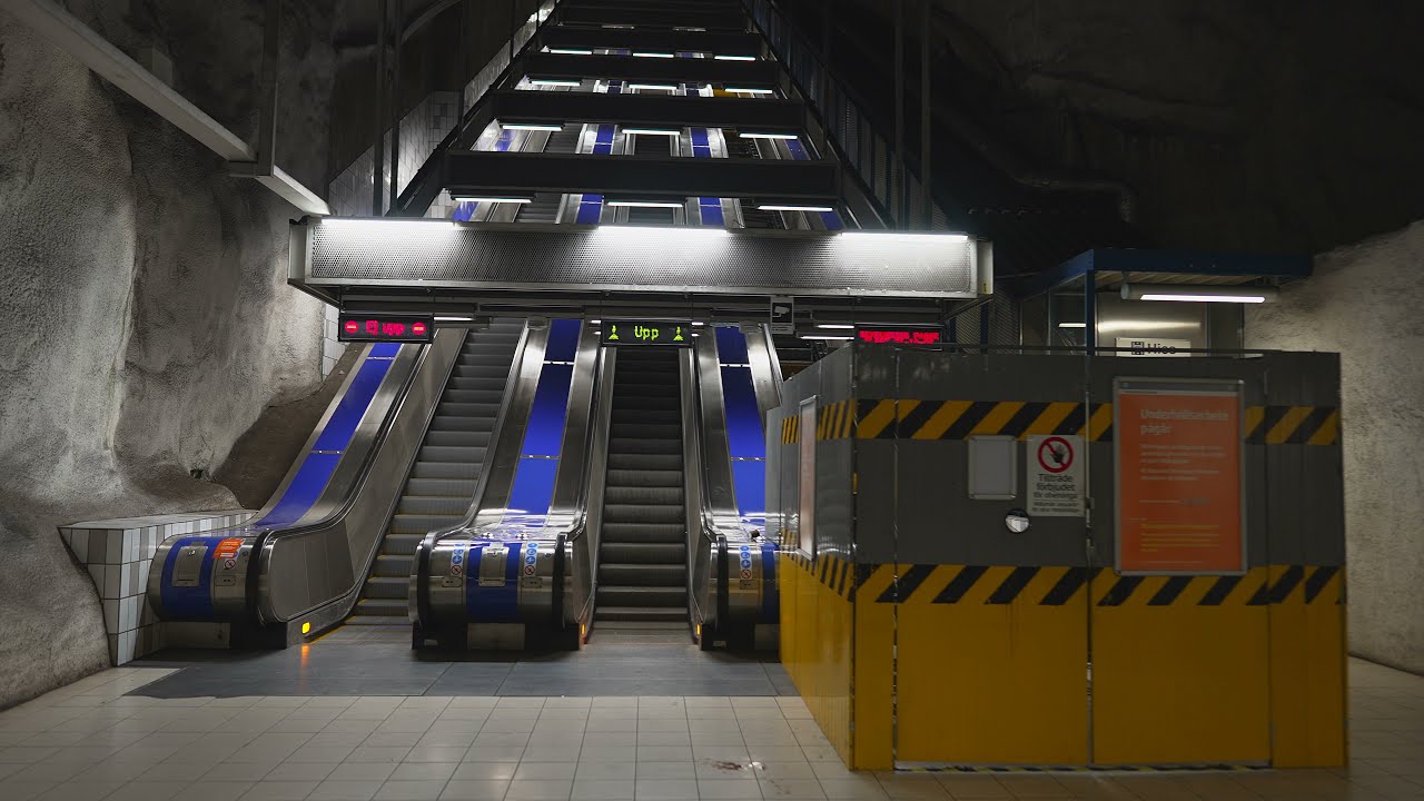 Sweden, Stockholm, TENSTA subway station, 1X inclined elevator, 1X ...