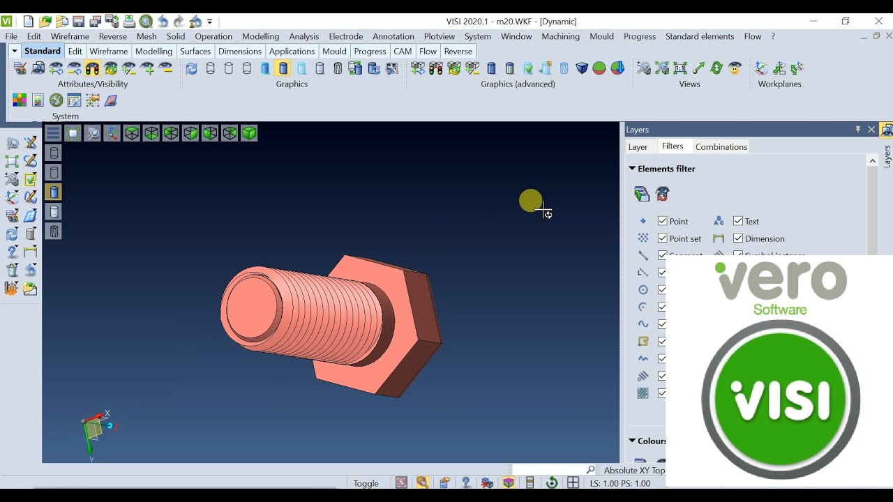 Visi Vero Surface Tutorial _ How to Design Standard Bolt. - YouTube