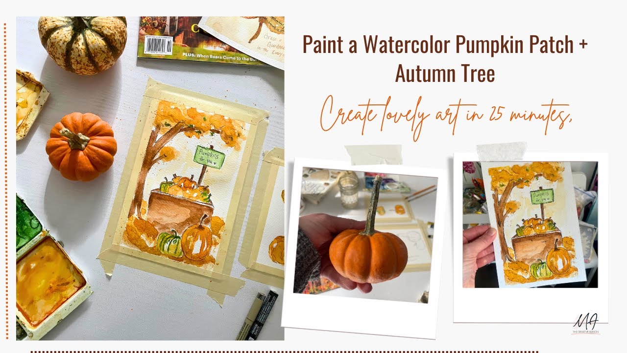 Paint a Pumpkin Patch with an Autumn Tree / Watercolor Painting in 24 ...
