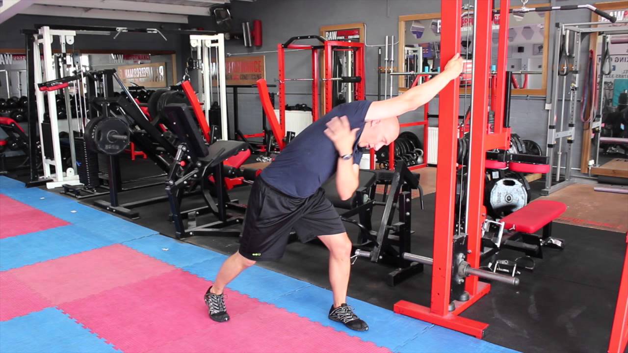 Lean away lats stretch - YouTube