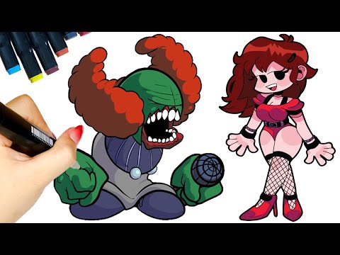 How to draw Tricky from Friday Night Funkin Mod - Tricky the Clown
