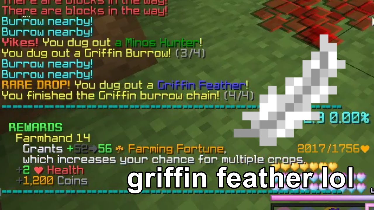 Levelling up Farming from Digging up a Griffin Feather (Hypixel Skyblock) - YouTube