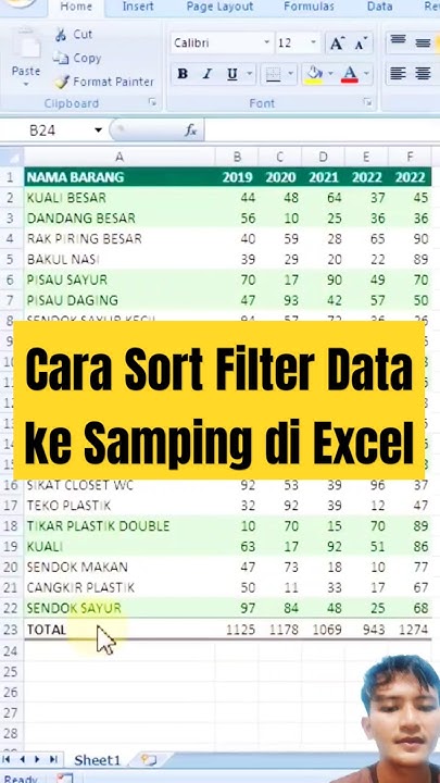 Cara Sort Filter data ke Samping di Excel 2025 #shorts #belajarexcel # ...