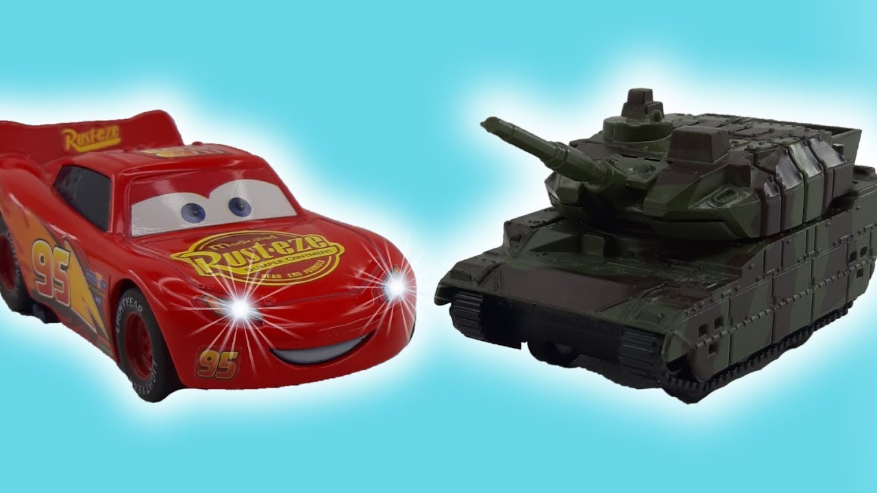 disney cars toys wrong parts with tanks video for kids | Mcqueen ...
