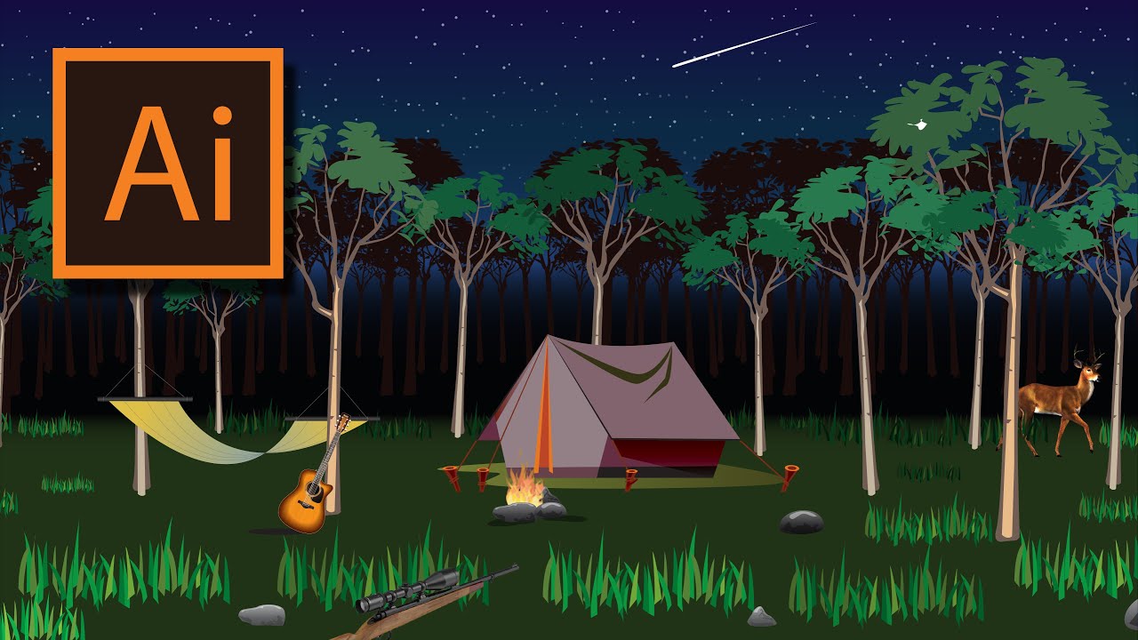 Drawing a Jungle Scene in Adobe Illustrator CC | Use of Symbols - YouTube