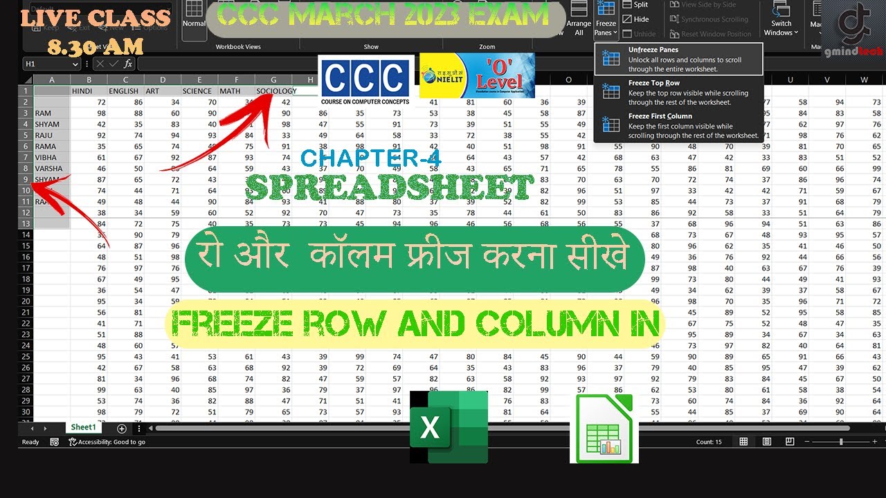 CCC Online Class HOW TO FREEZE ROW AND ccc-online-class-how-to-freeze-row-and