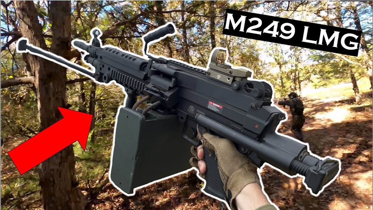 EPIC Airsoft HPA M249 Featherweight Woodland Gameplay - YouTube