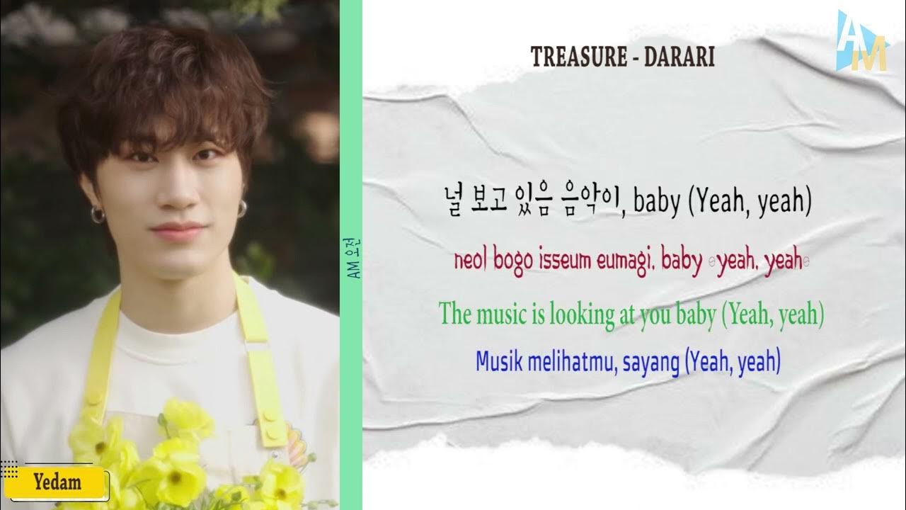 TREASURE (트레저) '다라리 ' DARARI Easy Lyrics [Han | Eng | Rom | Indonesia] || Distribution Color ...