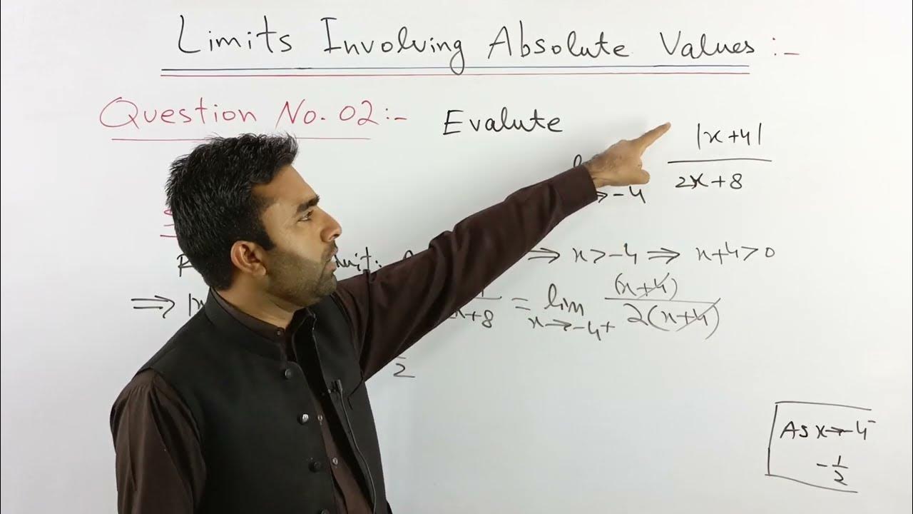 Limits involving absolute values in calculus by Qais Ali Khan | Question No. 02 - YouTube