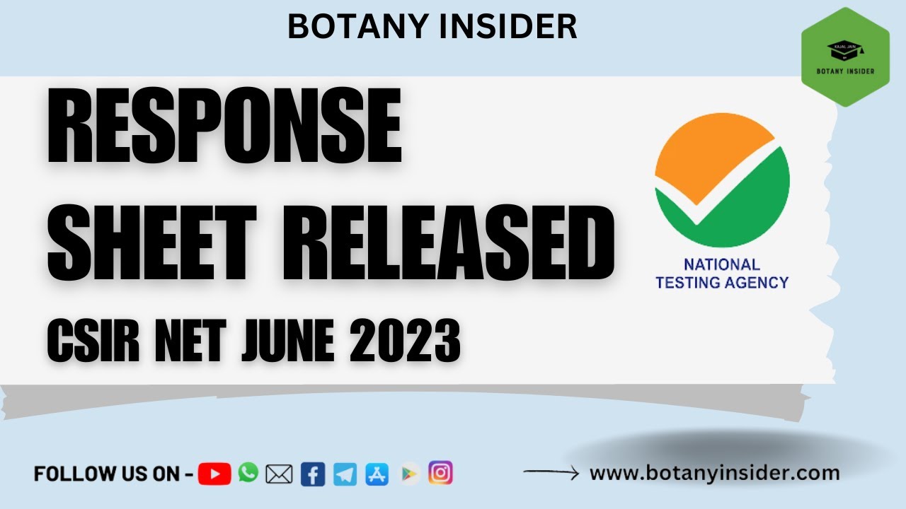 Answer Key Csir Net June 2023 Released Ii Response Sheet Csir Net June 2023 Youtube
