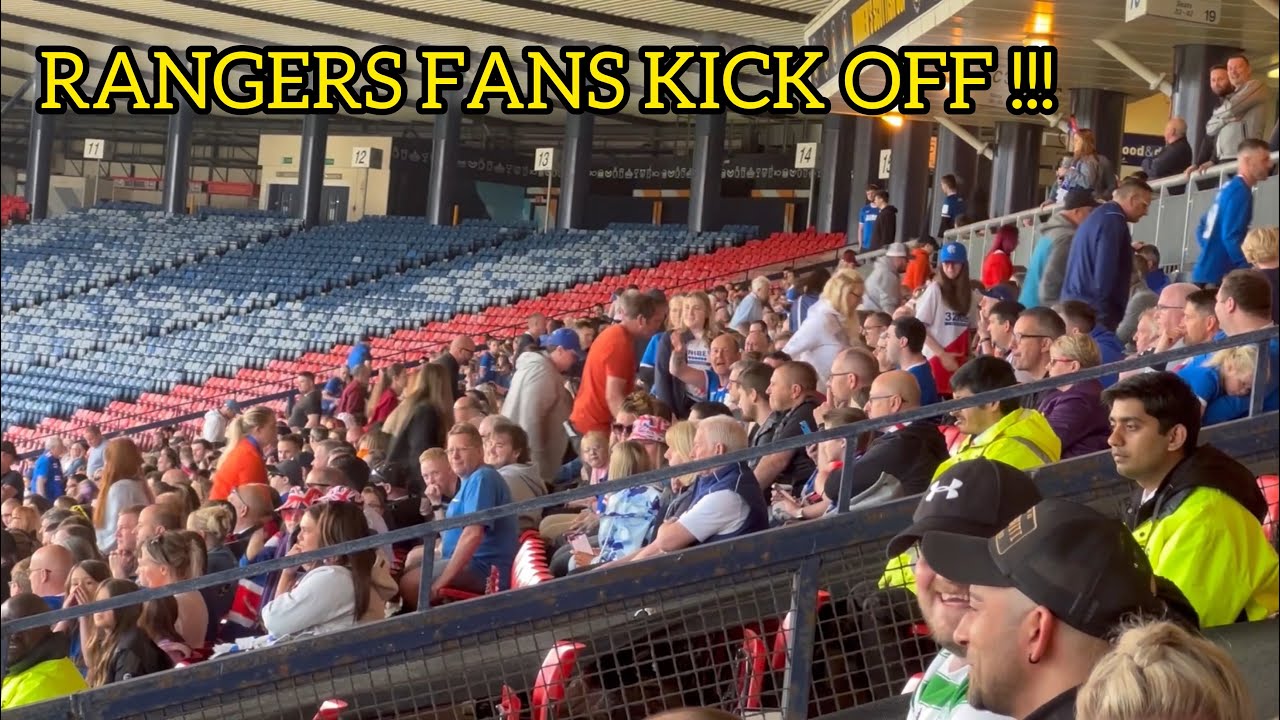 RANGERS FANS KICK OFF AFTER CELTIC WIN ANOTHER TROPHY !!!! - YouTube