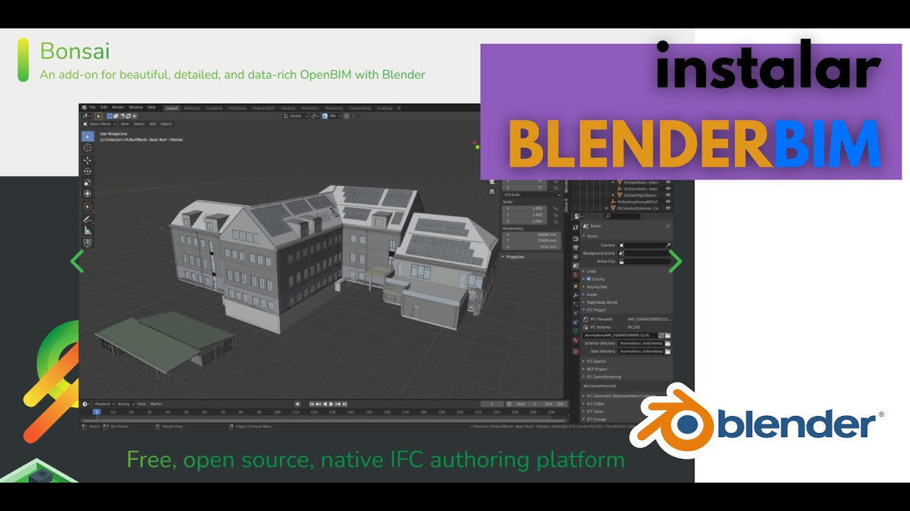 Cómo instalar BLENDERBIM | BONSAIBIM | Trabajar con IFC de forma 100% ...