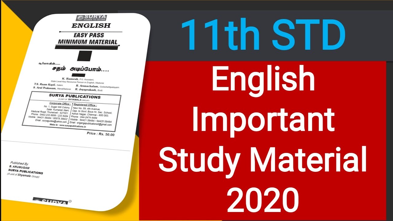 11th English important questions study material || TNTET Arts - YouTube