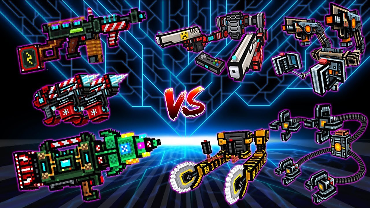 Pixel Gun 3D - Cyber Santa Weapons VS Exoskeleton Weapons - YouTube