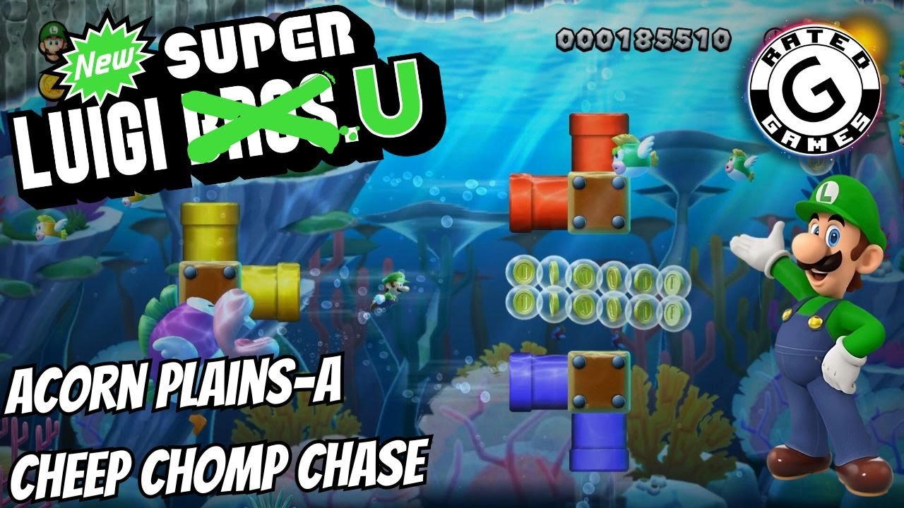 New Super Luigi U 🟩 Acorn Plains-A Cheep Chomp Chase 🪙🪙🪙 ALL Star Coins - YouTube