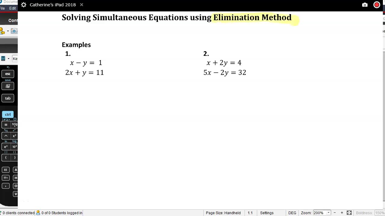 Solving Simultaneous Equations using Elimination Method - YouTube