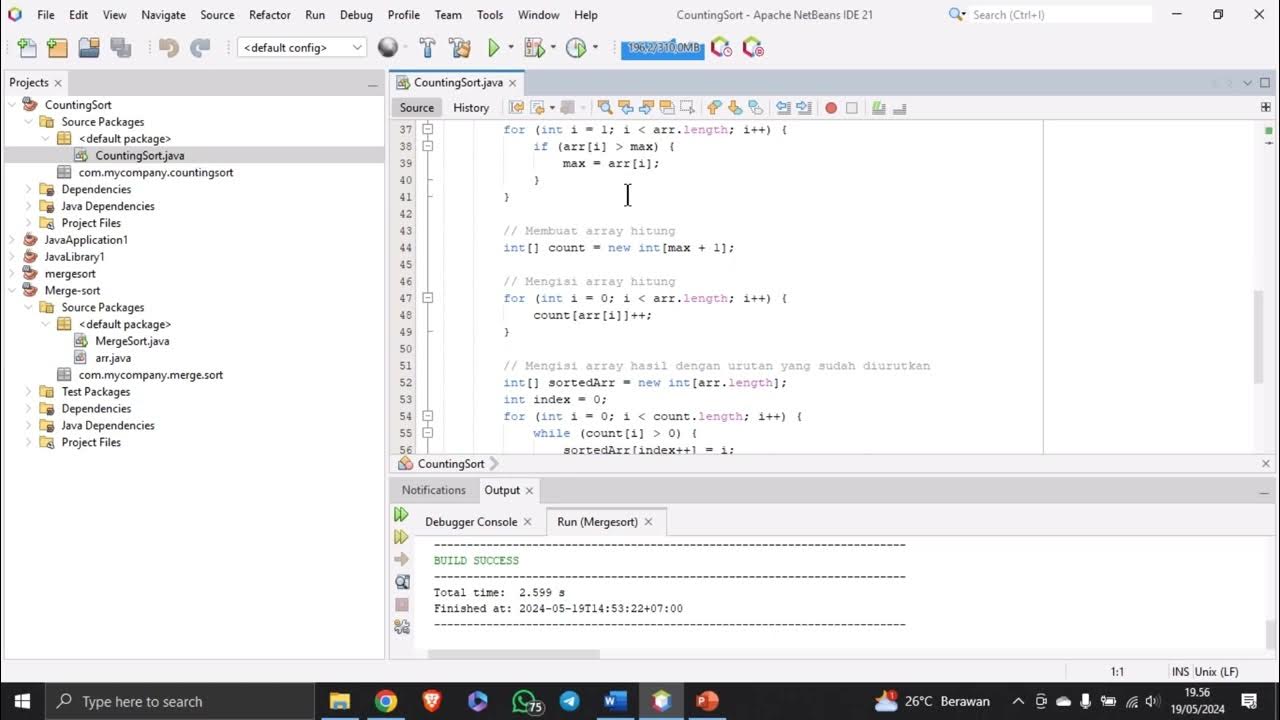 CountingSort (TUGAS 2 STRUKTUR DATA MSIM4202) - YouTube