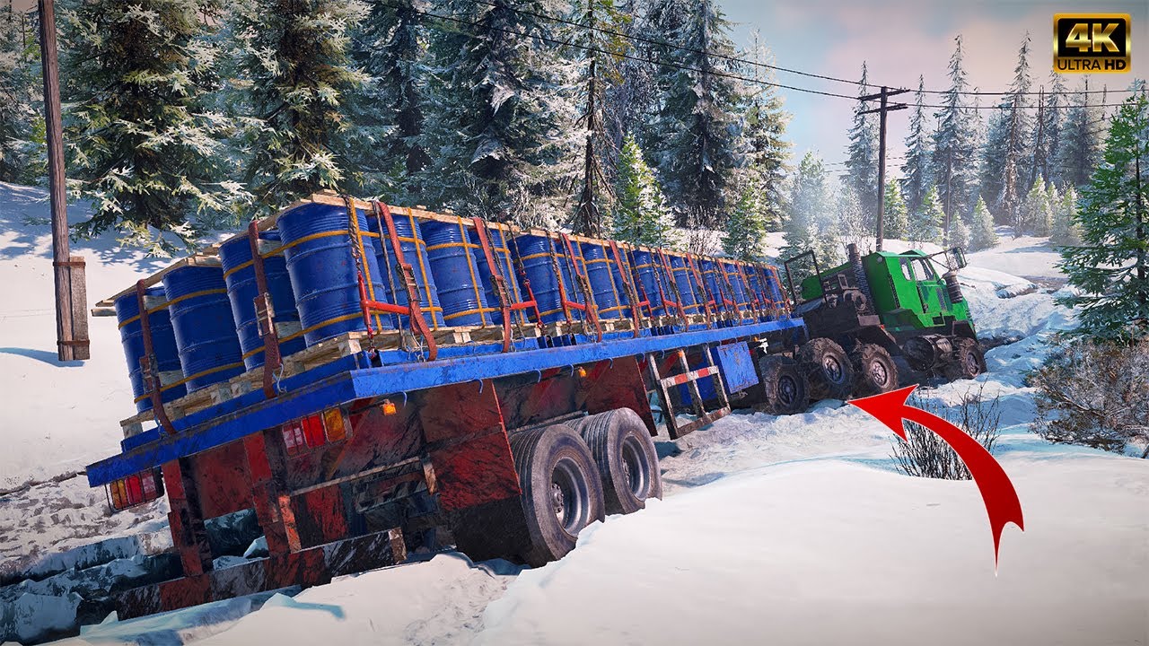 SnowRunner - Fire In A Barrel ll Truck Struggling in Mud (PC) [4K ...