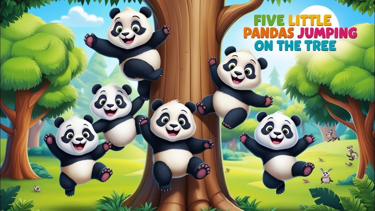 "Jumping Pandas: Sing Along with Fun Nursery Rhymes! 🌟 | 5 Cute Pandas Dancing on a Tree!" - YouTube