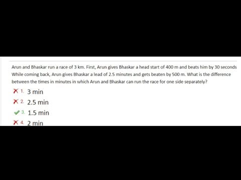 Arun and Bhaskar run a race of 3 km. First, Arun gives Bhaskar a head ...