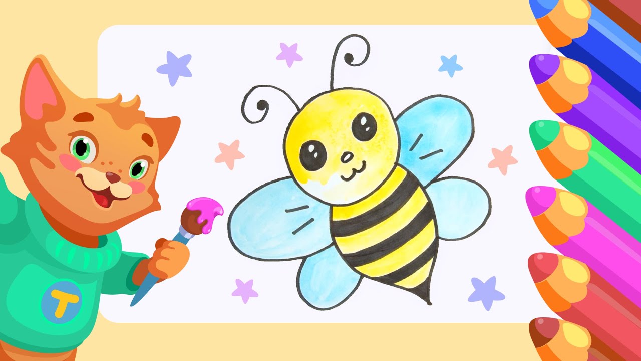 How to Draw a Cute Bee - Drawing for Kids - YouTube