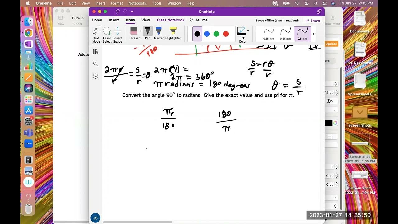 Convert an angle in degrees to radians. - YouTube