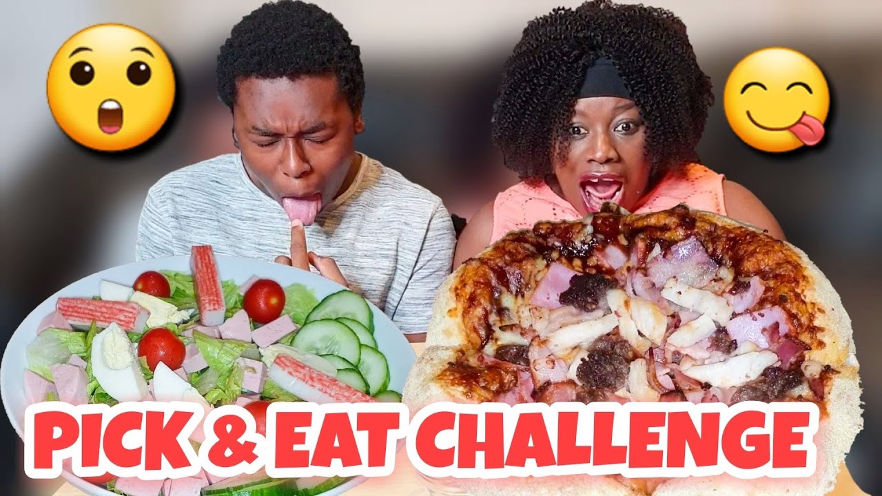 PICK and EAT MUKBANG CHALLENGE | SALAD + MEATY BARBEQUE PIZZA MUKBANG ...