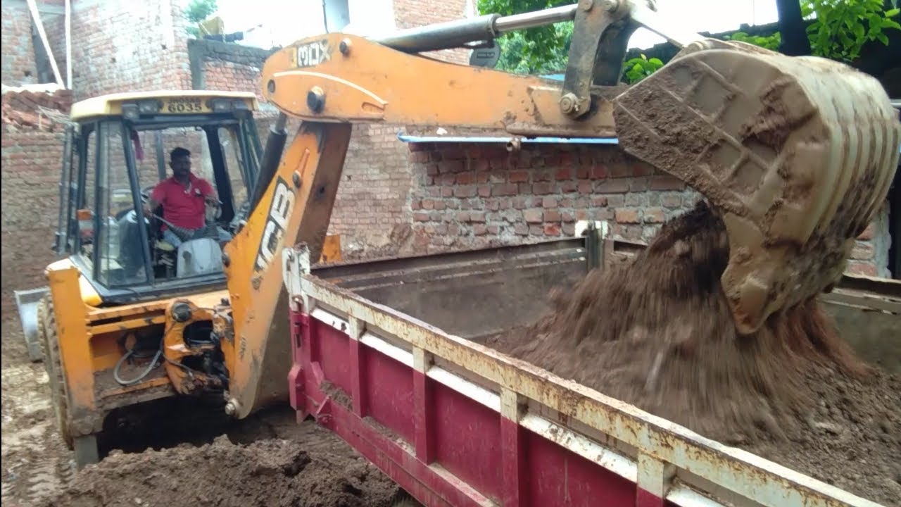 Soil Shifting By The Tractor With The Help Of JCB 3DX In Our Site - YouTube
