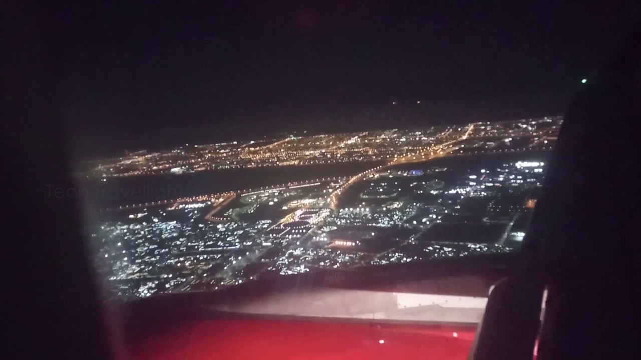 Flight landing night time Kuwait international airport 2018 Best video ...