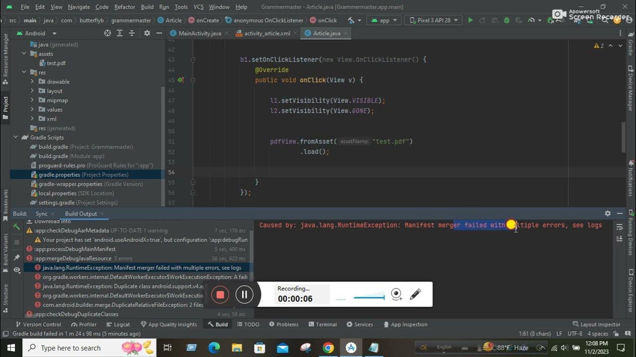Caused By Java Lang Runtimeexception Manifest Merger Failed With