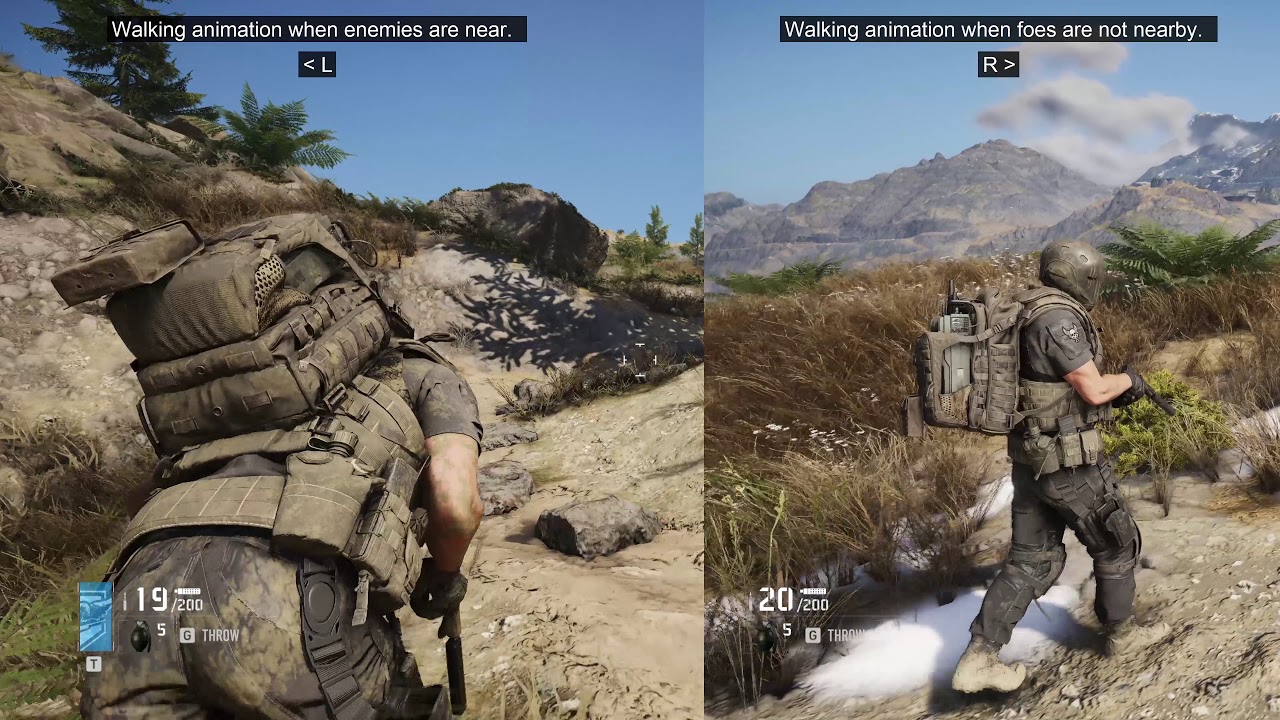 Walking Animations comparison when enemies around vs not being around ...