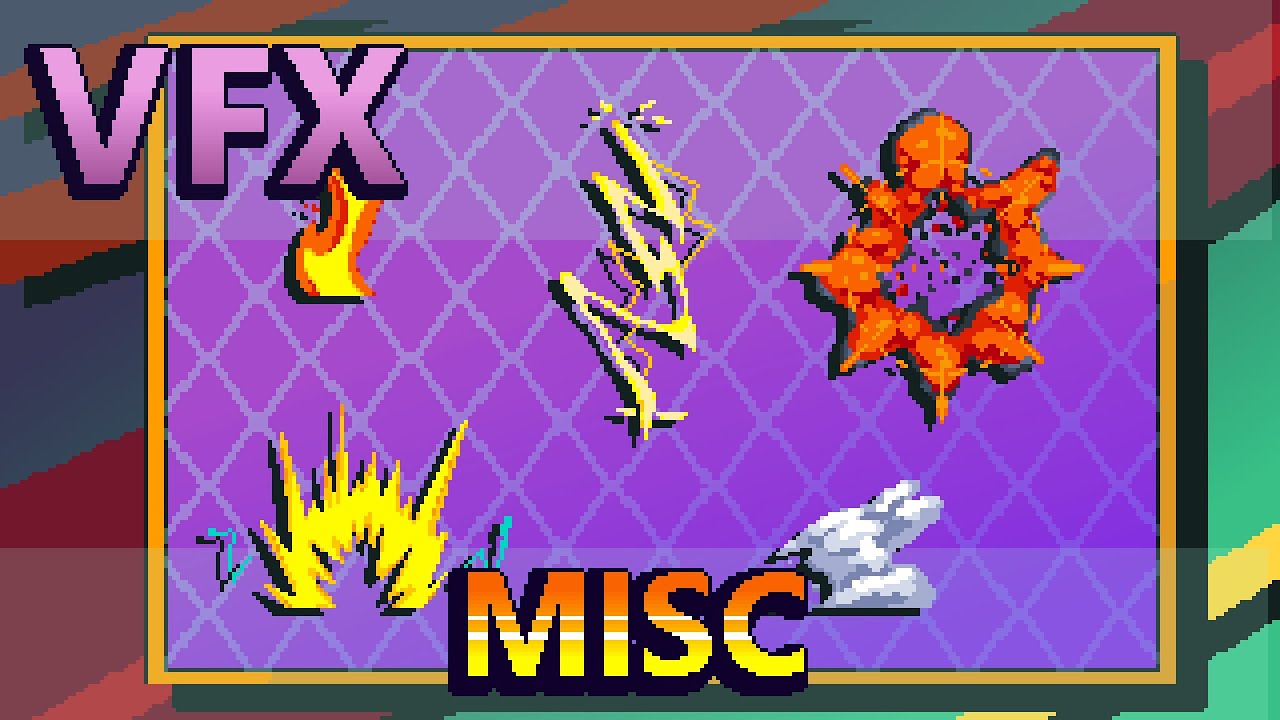 [pixel art] VFX/FX - MISC (explosion, fire, electricity, spark, smoke ...