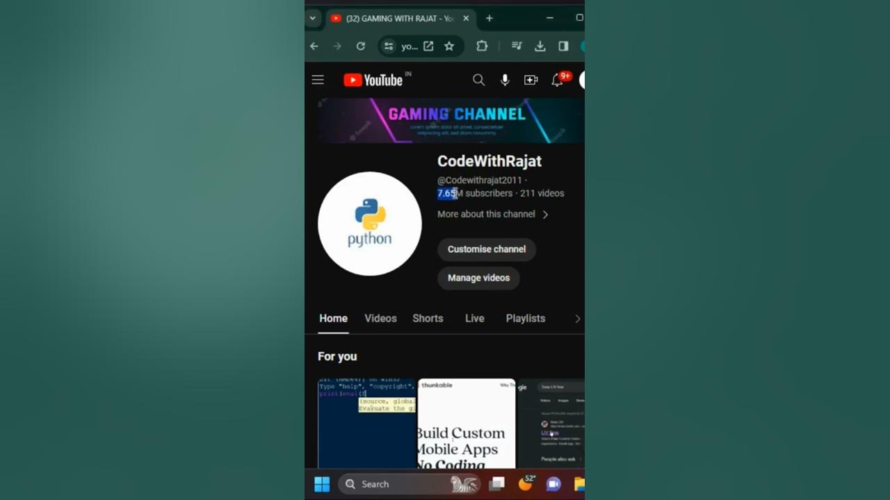 My Subscriber Was Increased In 5 Minutes Codi Codinghacks Python Viral Youtube
