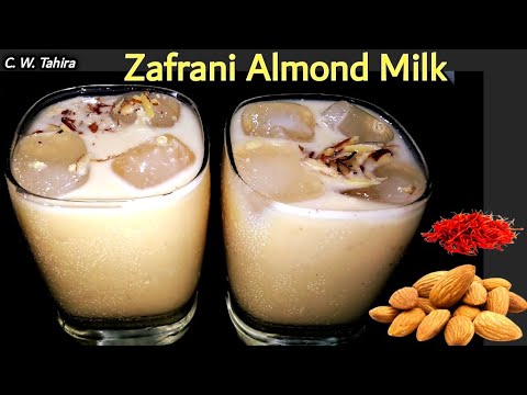 Zafrani Almond Milk || Healthy Drink|| Restaurant Style Almond Milk ...