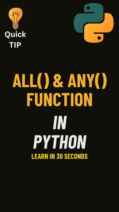 Python all() and any() #pythonbasics #python #pythontutorial #python3 #pythonforbeginners - YouTube