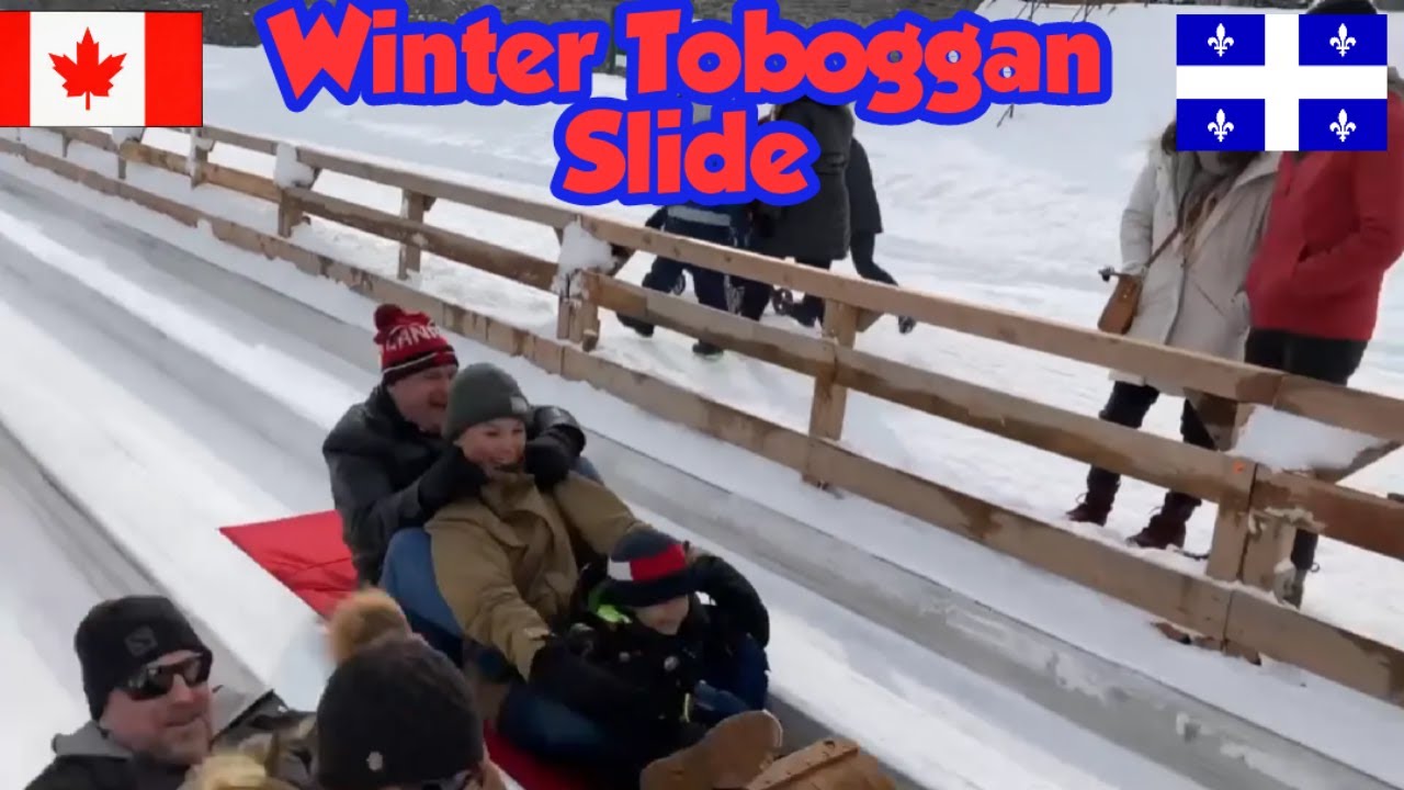 Traditional Winter Toboggan Slide in Quebec City Canada - YouTube