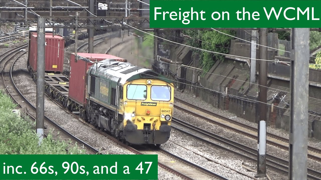 Freight on the WCML (inc. 90s and 66s) - YouTube