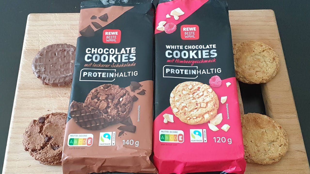 REWE Proteinhaltige Chocolate Cookies (Himbeere & Schokolade) - YouTube