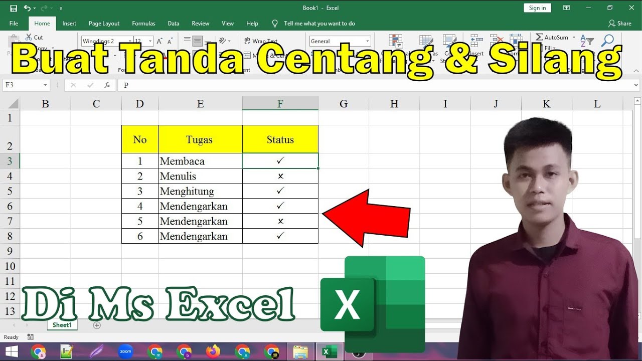 Cara Membuat Tanda Centang Dan Silang Di Microsoft Excel - YouTube