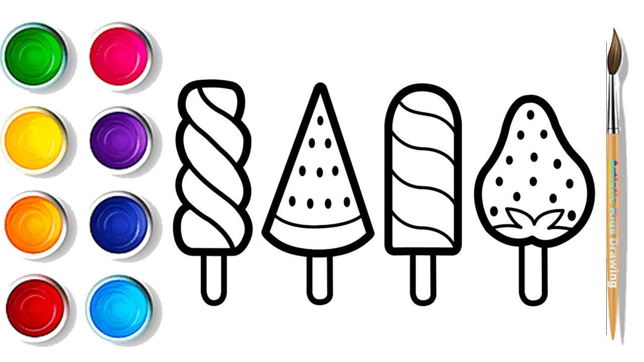 How to draw Popsicle, Painting and Coloring for kids - YouTube