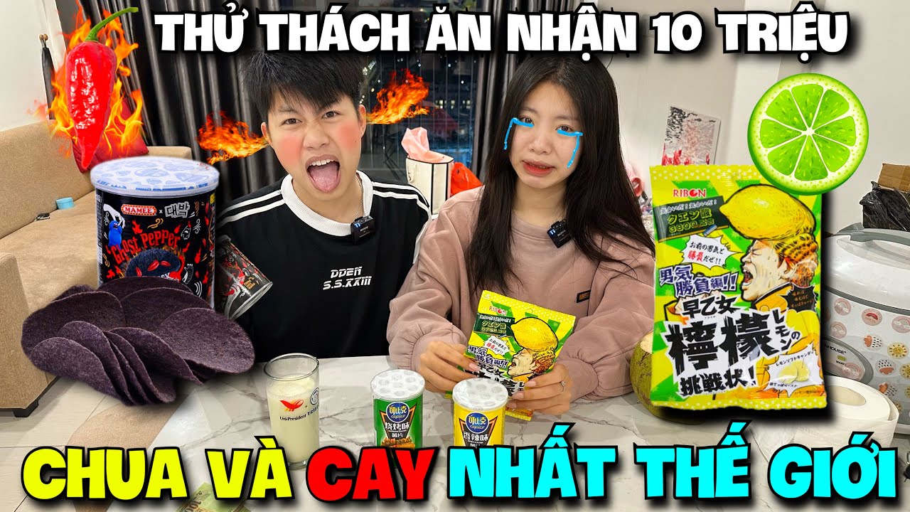 Quang Con Và Khánh Linh Thử Thách Ăn Snack Khoai Tây, Kẹo CHUA CAY NHẤT ...