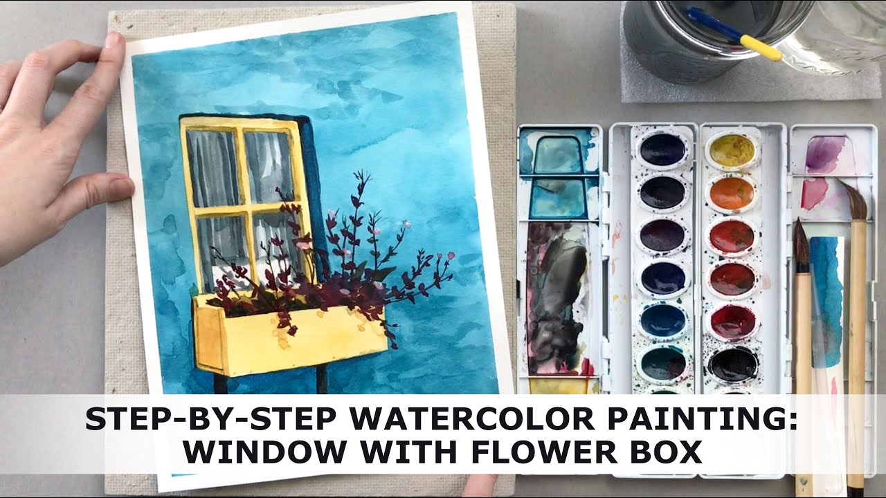 Step By Step Watercolor Painting Tutorial for Beginners- Window Box ...